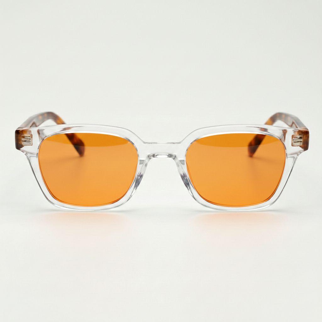 Dana Orange Tinted Sunglasses - Clear Square Acetate | TXOME
