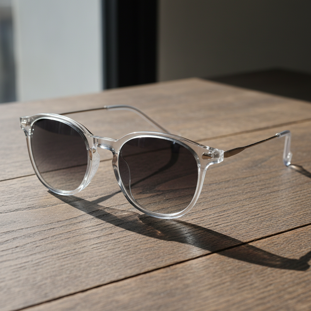 Lora Grey Gradient Sunglasses - Clear Round TR90 | TXOME